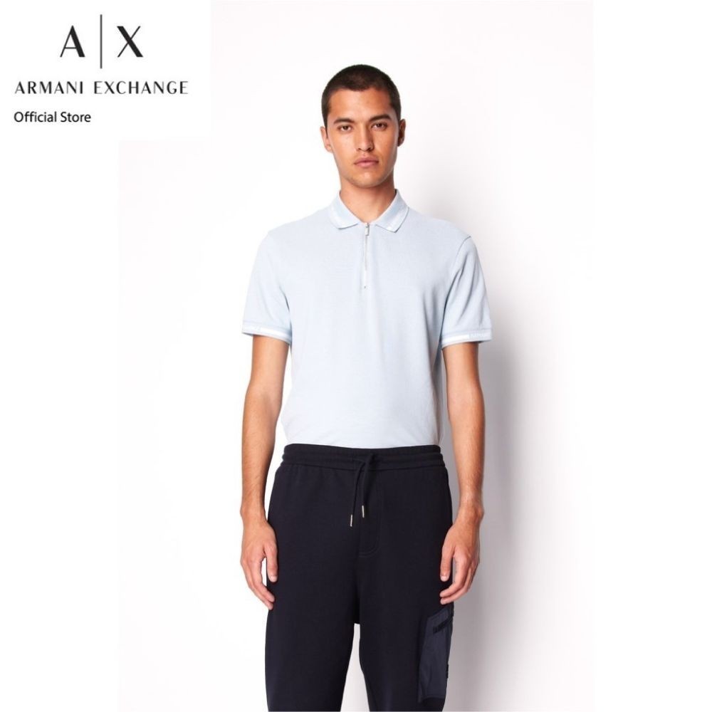 AX Armani Exchange เสื้อโปโลผู้ชาย รุ่น AX 3DZFLH ZJM5Z15DB - สีฟ้า | Shopee Thailand