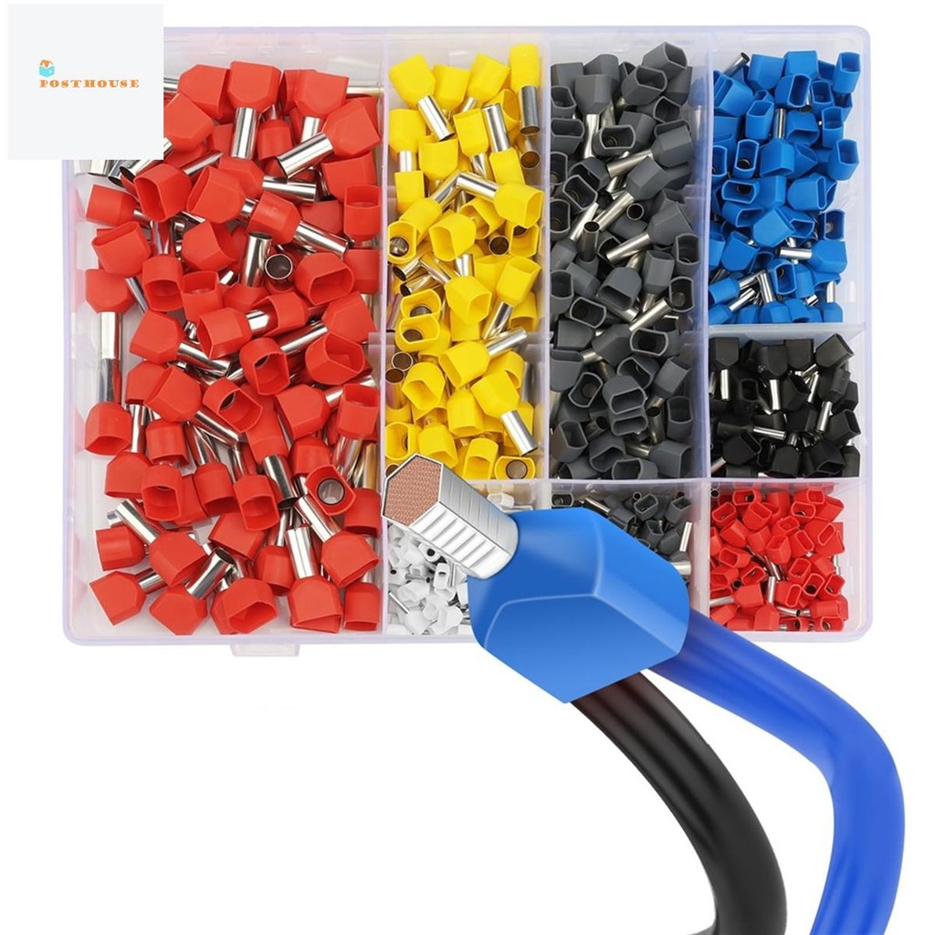 [posthouse]750pcs Twin Wire Ferrules Kit Wire Terminal Ferrules Crimp ...