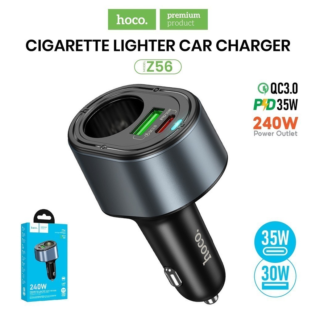 ที่ชาจในรถ Hoco Z56 หัวชาร์จในรถ ชาร์จเร็ว 240W PD35W+QC3.0 Fast Car ...