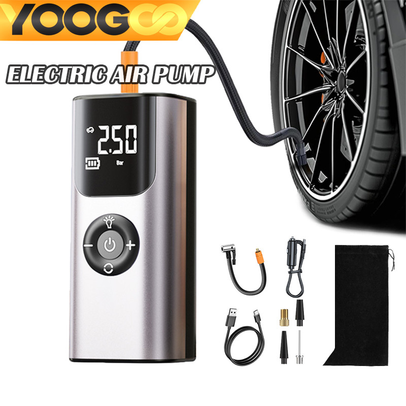 YOOGOO Mini ปั้มลมพกพา ปั้มลมไฟฟ้า ที่เติมลมยางรถ พาวเวอร์แบงค2in1 ที่ ...
