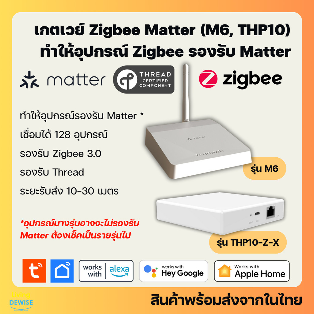 Tuya เกตเวย์ Zigbee Matter Gateway (M1, M6, THP10-Z-X) สำหรับเชื่อมอุปกรณ์ Tuya Zigbee ให้รองรับ ...