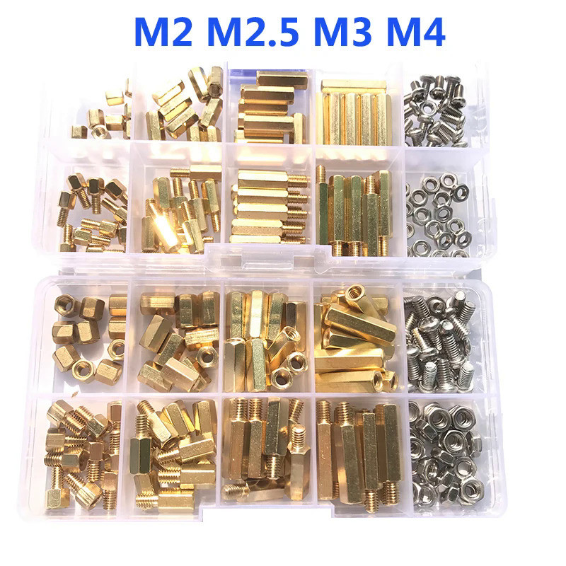 240~120pcs M2 M2.5 M3 M4 Male Female Brass Hex Column Standoff Support ...