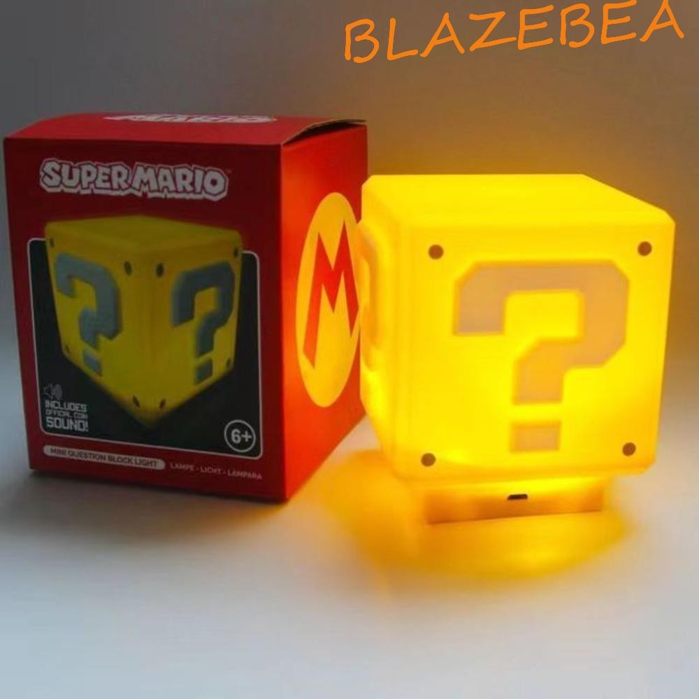BLAZEBEA Night Light, Mario Bros USB ชาร์จโคมไฟตั้งโต๊ะ, Super Brick Question Mark ไฟ LED ห้อง ...