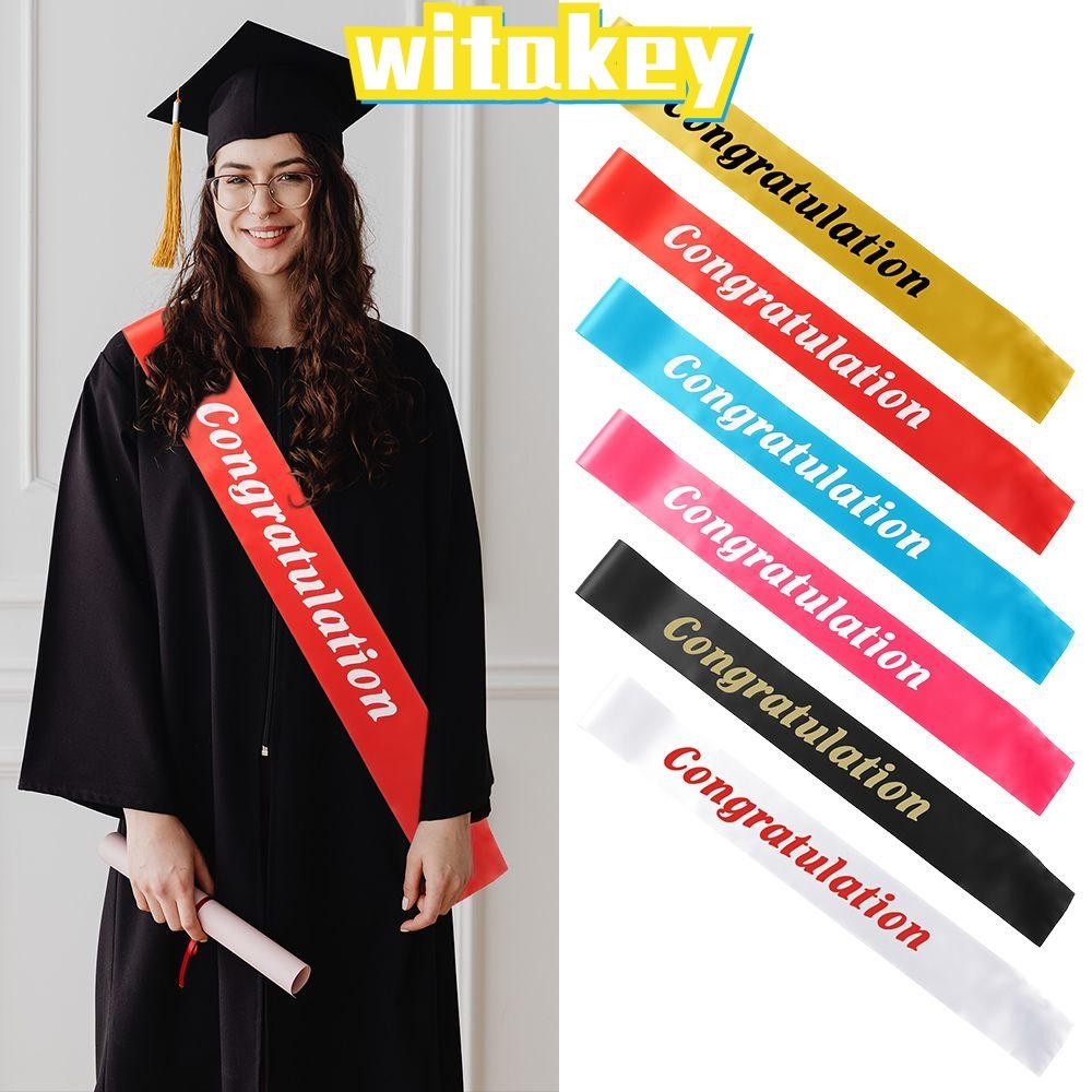 WITAKEY 1 ชิ้น ขอแสดงความยินดี Sash ริบบิ้นหลากสี แฟชั่น Sash Belt ตกแต่ง | Shopee Thailand