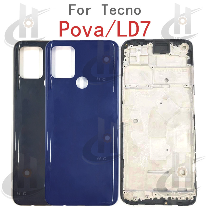 สําหรับ Tecno Pova / LD7 ฝาหลังแบตเตอรี่และกรอบ LCD กรอบกลางพร้อมปุ่ม ...