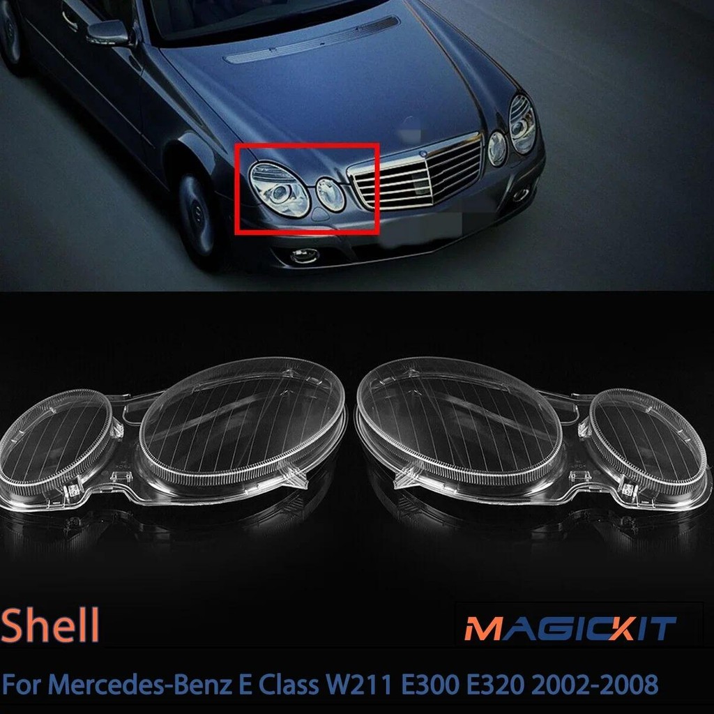 Magickit ไฟหน้าไฟหน้าเลนส์สําหรับ Mercedes-Benz E Class W211 E280 E300 E320 E350 E500 E550 2002 ...