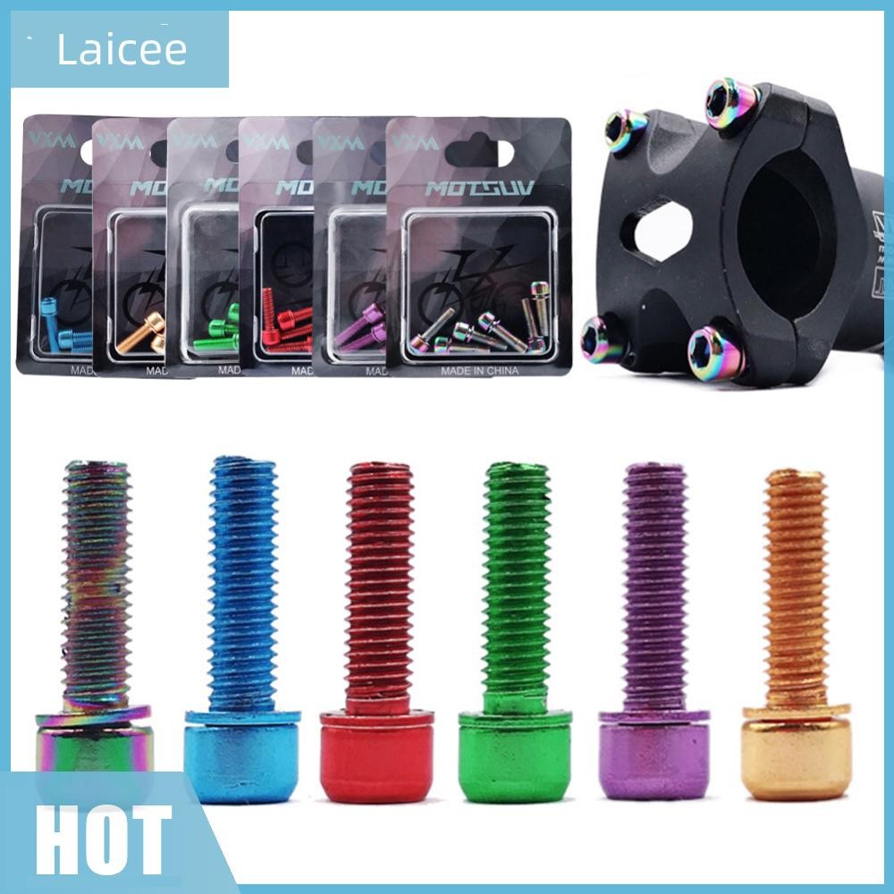 [Laicee.th] 6 ชิ้นสลักเกลียวก้านจักรยานไทเทเนียม M5x18 มม. หัวอัลเลน สกรูก้าน MTB พร้อมเครื่อง ...
