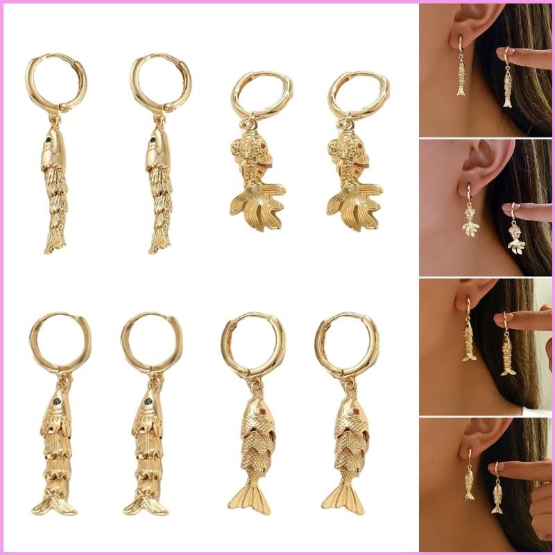 Cinn ที่ไม่ซ้ํากันต่างหูปลาสัญลักษณ์ Freedom และ Agility คุณภาพทองแดง ...