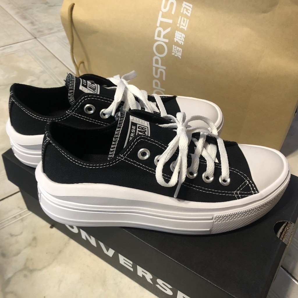 Convers All Star Move รองเท้าผ้าใบพื้นหนาต่ําผู้หญิงรองเท้าสีขาวขนาด ...
