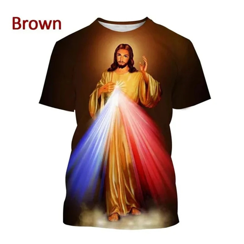 [COD] Jesus Love ทุกคริสเตียน 3D พิมพ์ผู้ชายเสื้อยืดแฟชั่นฤดูร้อนพระ ...