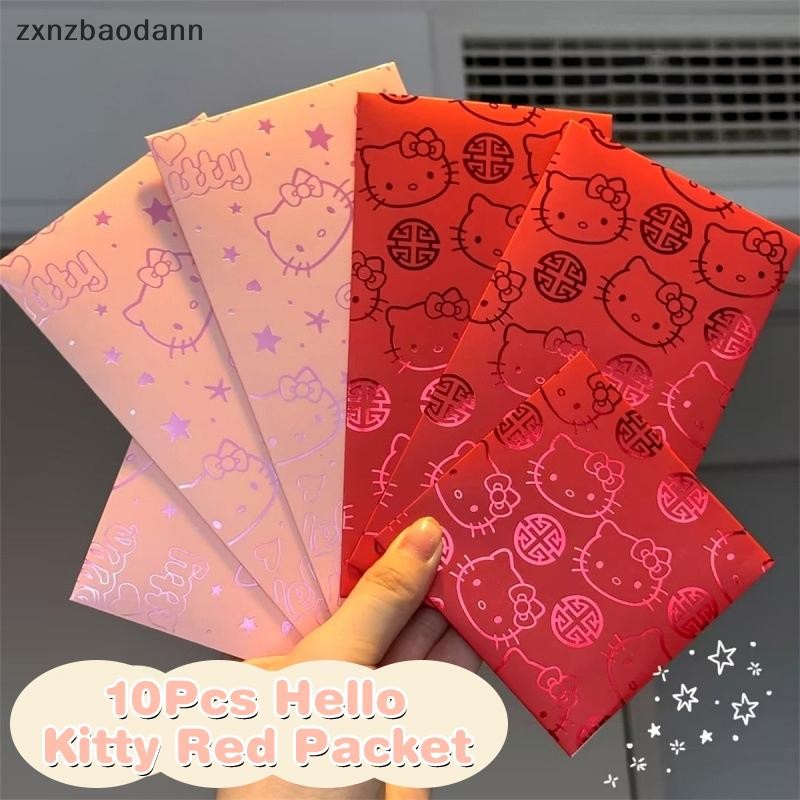 [ZXNZ] 10 ชิ้น Hello Kitty Red Packet Sanrio KT Cat ปีใหม่ซองจดหมายสีแดงเทศกาลฤดูใบไม้ผลิเด็ก ...