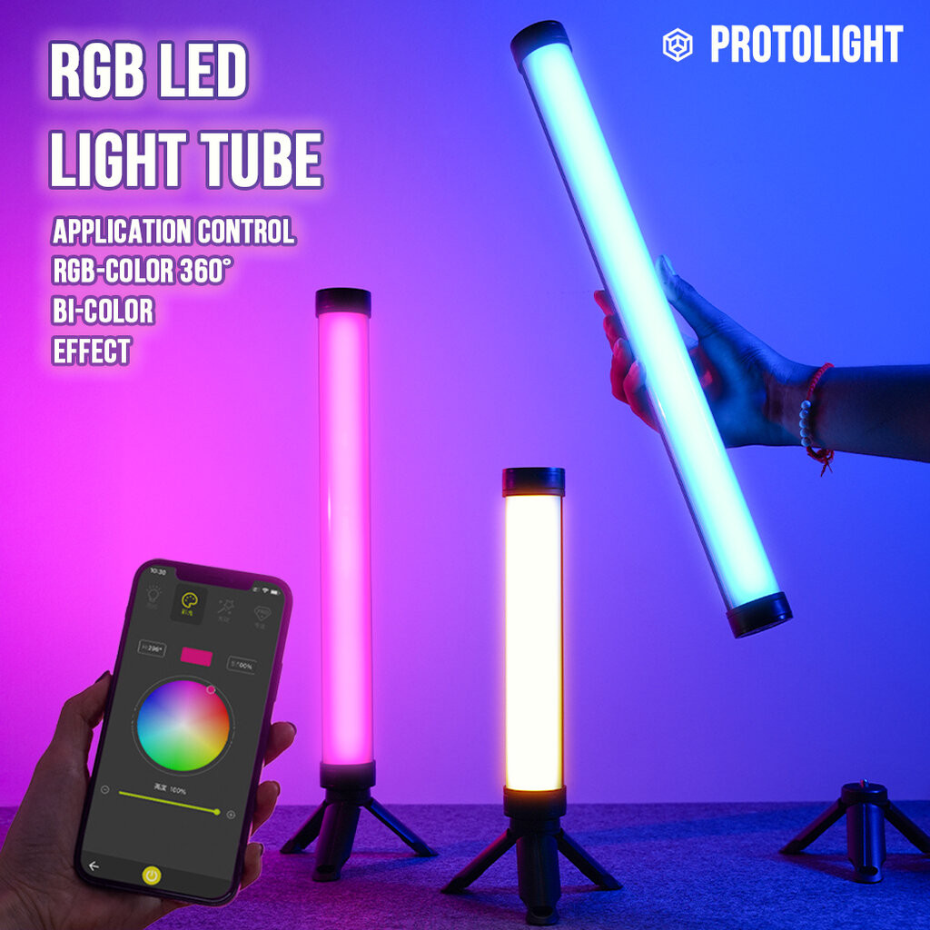 ไฟแท่ง RGB LED Protolight Tube ควบคุมผ่าน APP แม่เหล็กในตัว ถ่ายรูป วีดีโอ ⚡สินค้าประกันร้านไทย⚡ ...