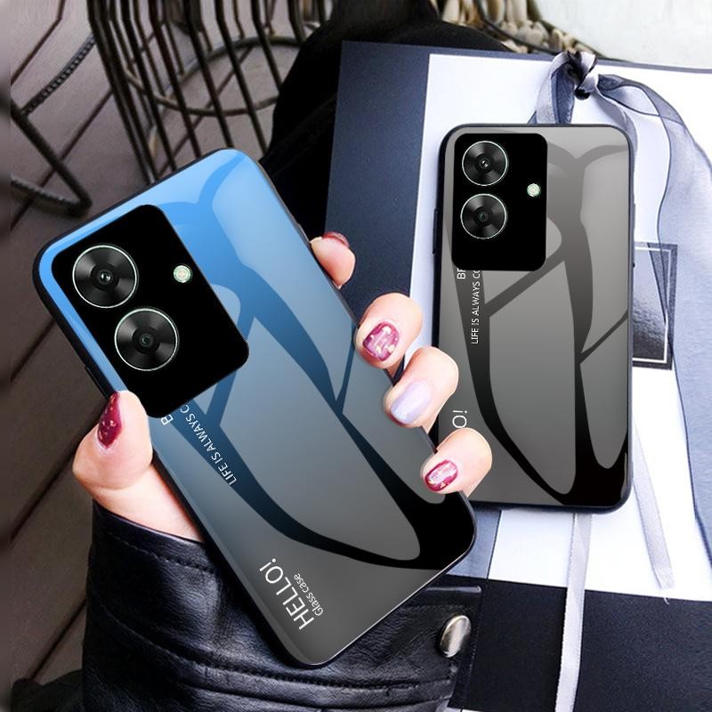 สําหรับrealme Note 60x Note60x RMX3938 กรณีGradient Auroraกระจกนิรภัย ...