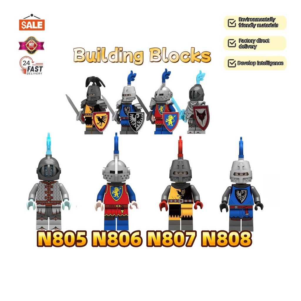 ยุคกลางอีกาเหยี่ยวดำสิงโตแดงอัศวิน N805-N808ชุดประกอบหน่วยการสร้างรุ่น ...