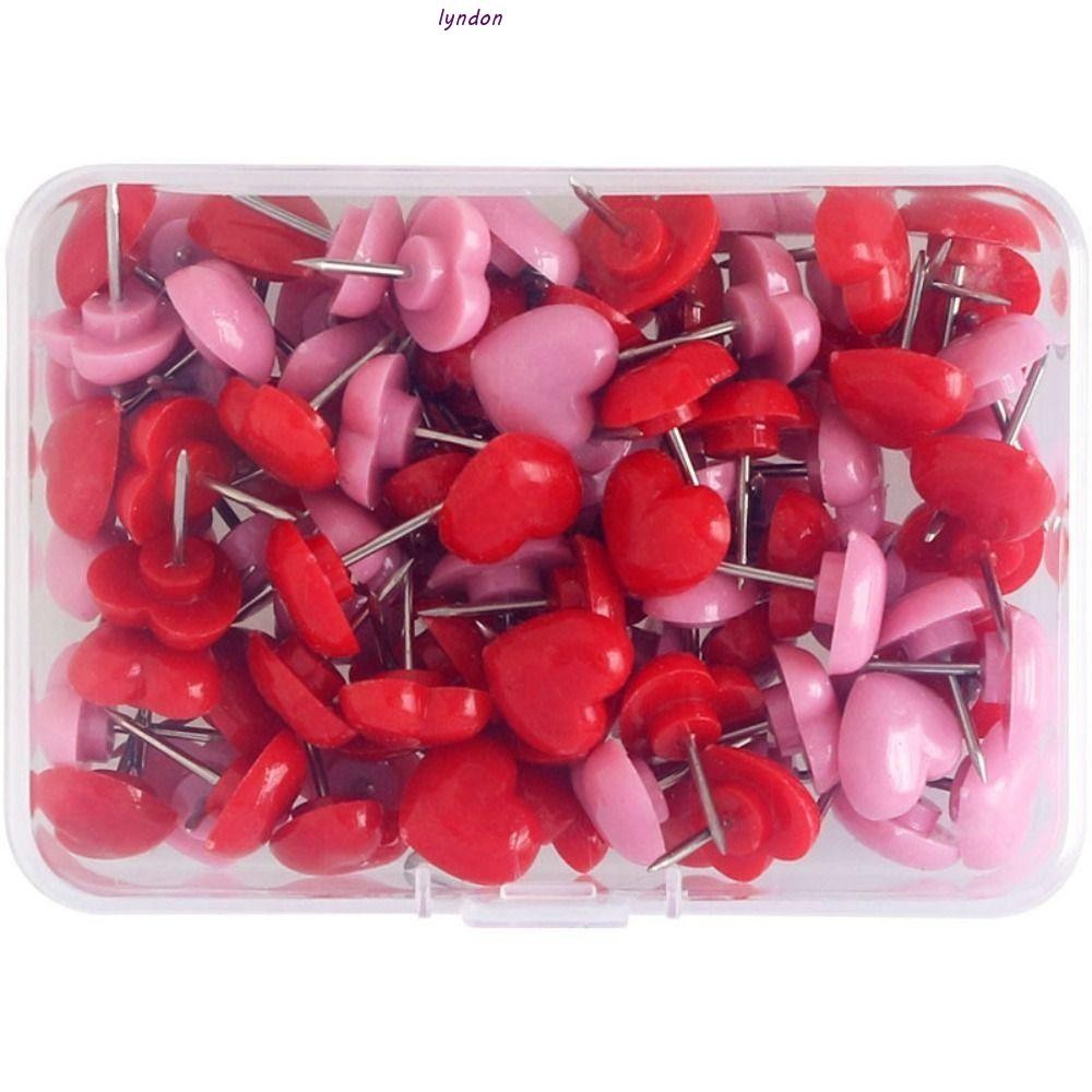 Lyndon 50 ชิ้นสี Push Pins, โลหะสีพลาสติก Push Pins, Wall Pins รูปหัวใจ ...