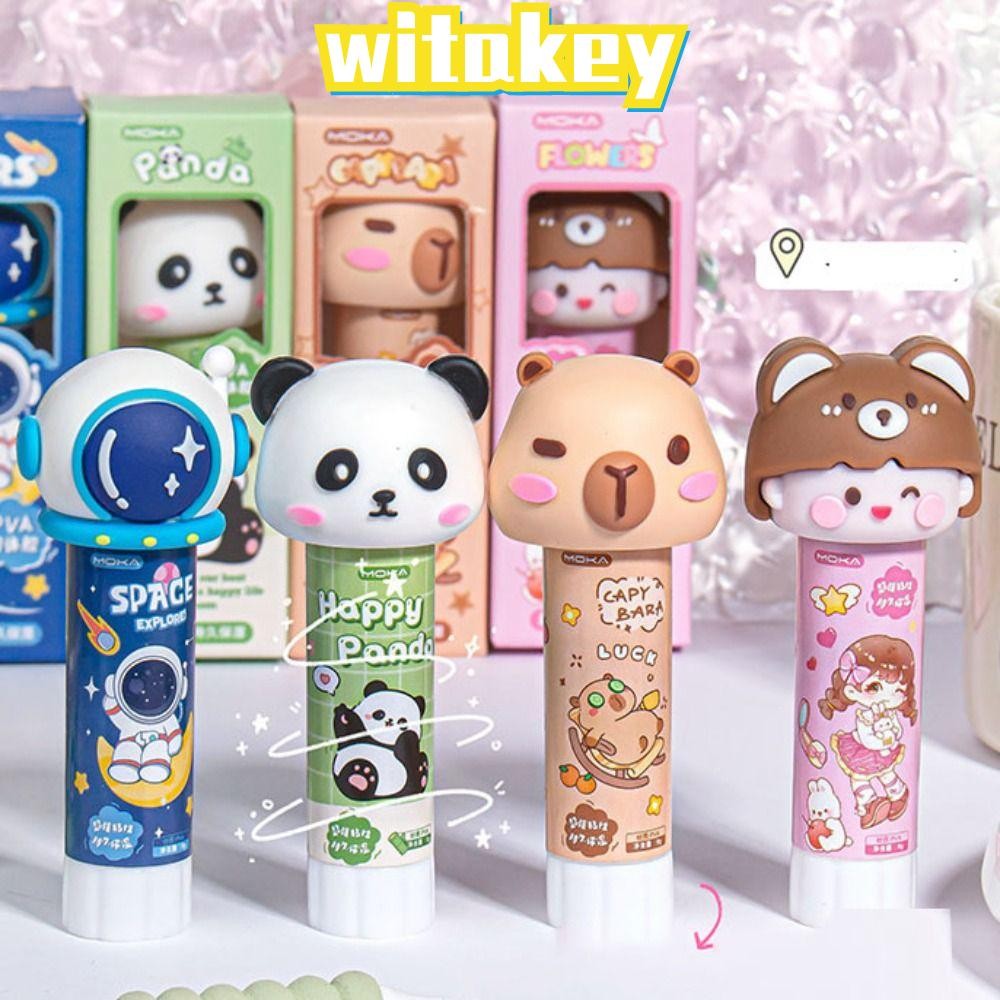WITAKEY 1 ชิ้นกาว Stick, DIY การ์ตูน Capybara กาวแข็ง, Kawaii เครื่องเขียนอุปกรณ์ PVA Super ...