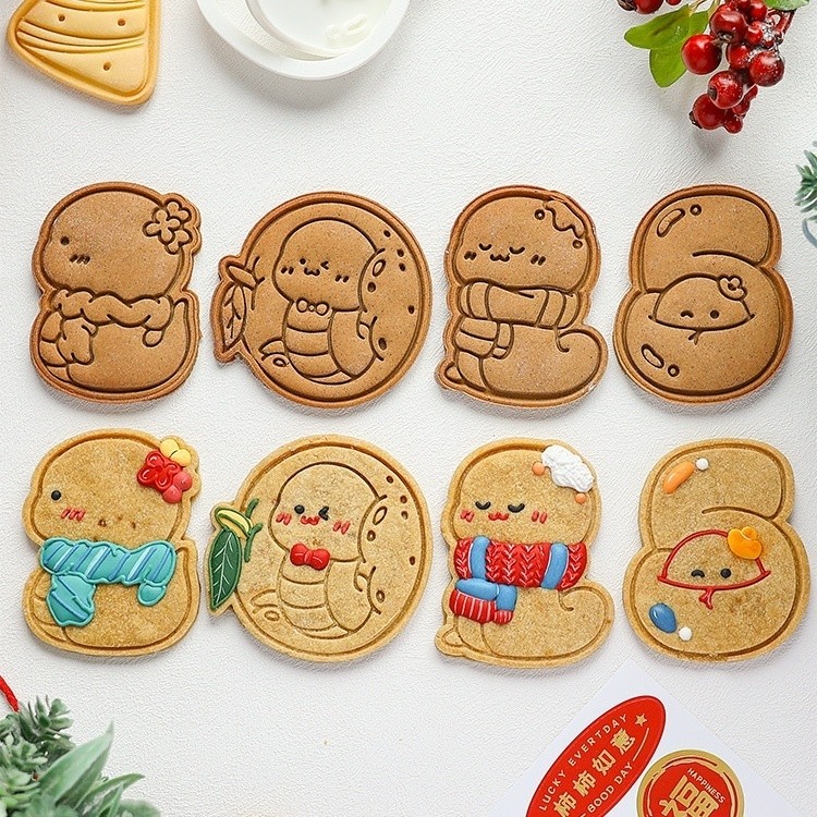 2025ปีใหม่งูการ์ตูนเด็กน้ำตาลบิสกิตแม่พิมพ์พิมพ์ดิจิตอล Fondant ...