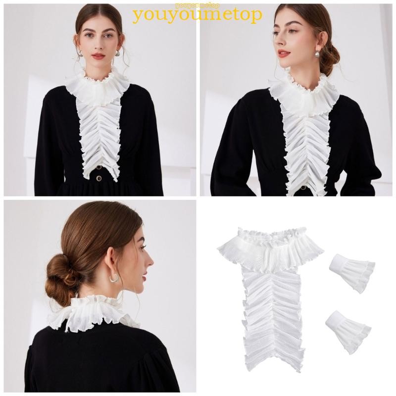 Youyo Victorian Colonial Jabot Ruffle ชีฟองที่ถอดออกได้ Faux Collar และ ...