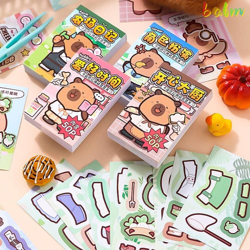 BALM Capybara Dress Up Sticker Book, เสื้อผ้า 25P + 25P Capybara Papper ...
