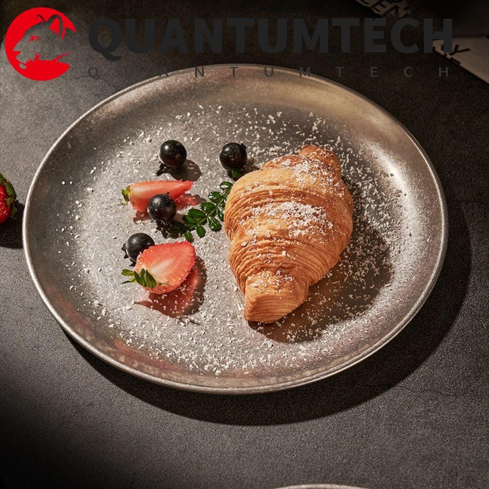 QUANTUMTECH จานสเต็ก, จานซูชิคลาสสิกสแตนเลส, เครื่องใช้บนโต๊ะอาหาร Creative Reusable Vintage ...