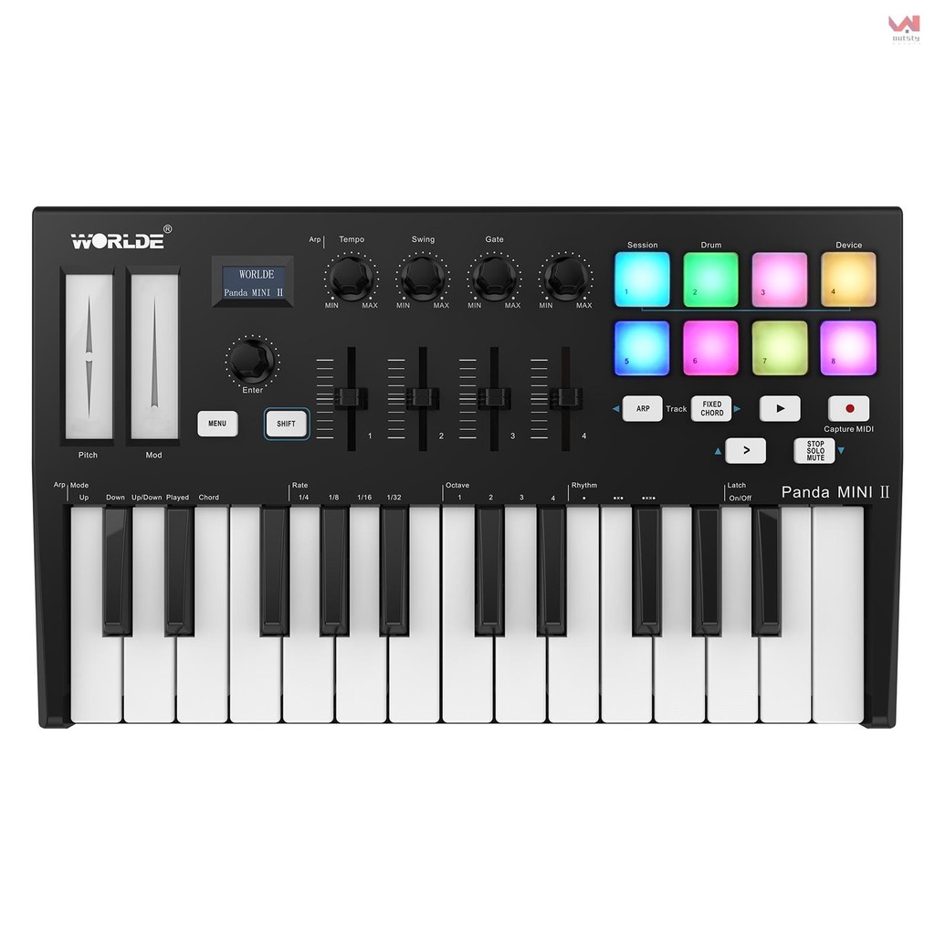 WORLDE Panda MINI II แบบพกพา 25 คีย์ USB MIDI คีย์บอร์ดคอนโทรลเลอร์ 8 ...
