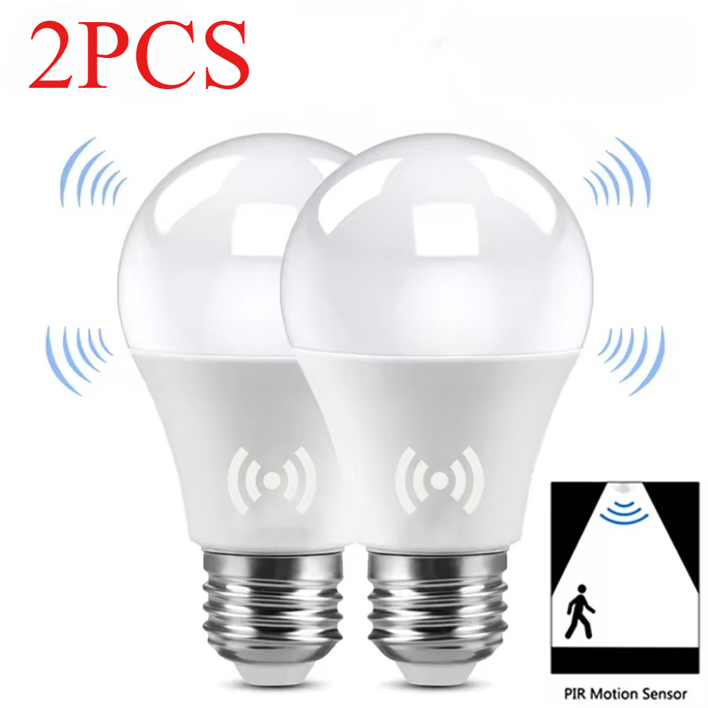 2PCS LED Radar Motion Sensor หลอดไฟ E27 220V แสงสีขาว 6000K ไฟตรวจจับ ...