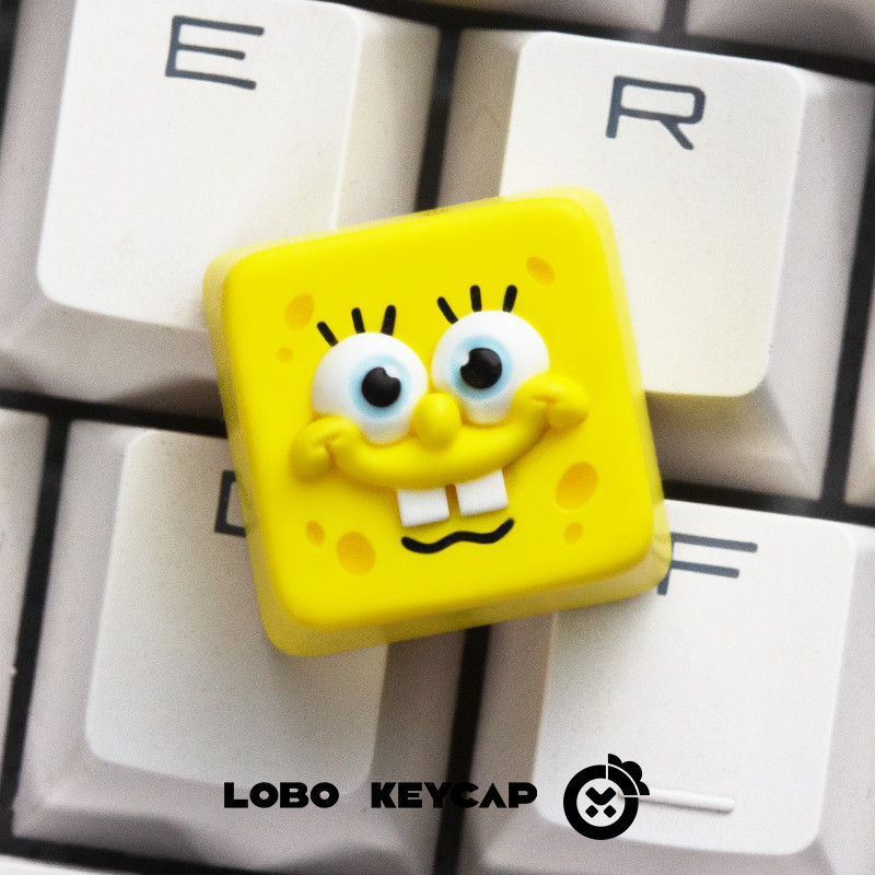 [LY] สีเหลือง SpongeBob SquarePants Keycap Pie Daxing Octopus การ์ตูนอะ ...