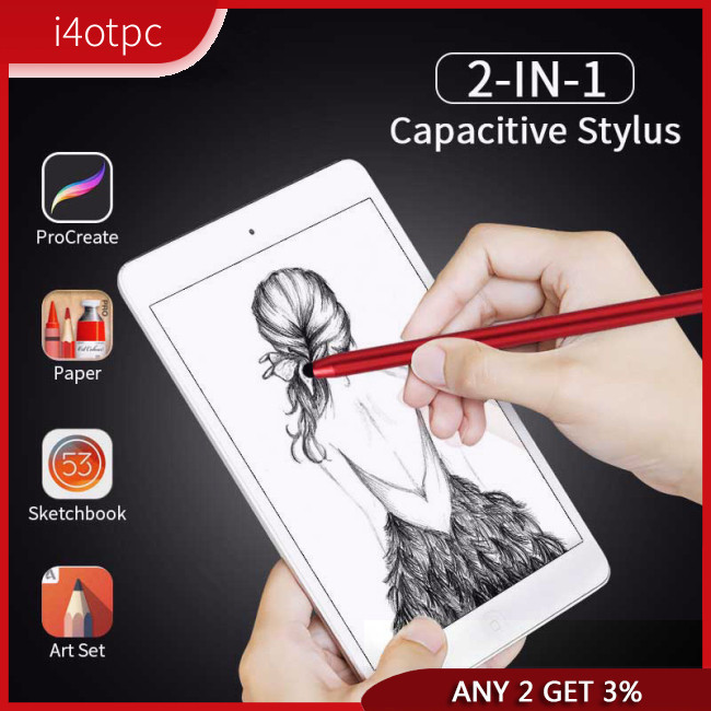 I4otpc 2 in 1 ปากกา Capacitive Screen Touch Pencil Drawing ปากกาสําหรับแท็บเล็ต Android สมาร์ท ...