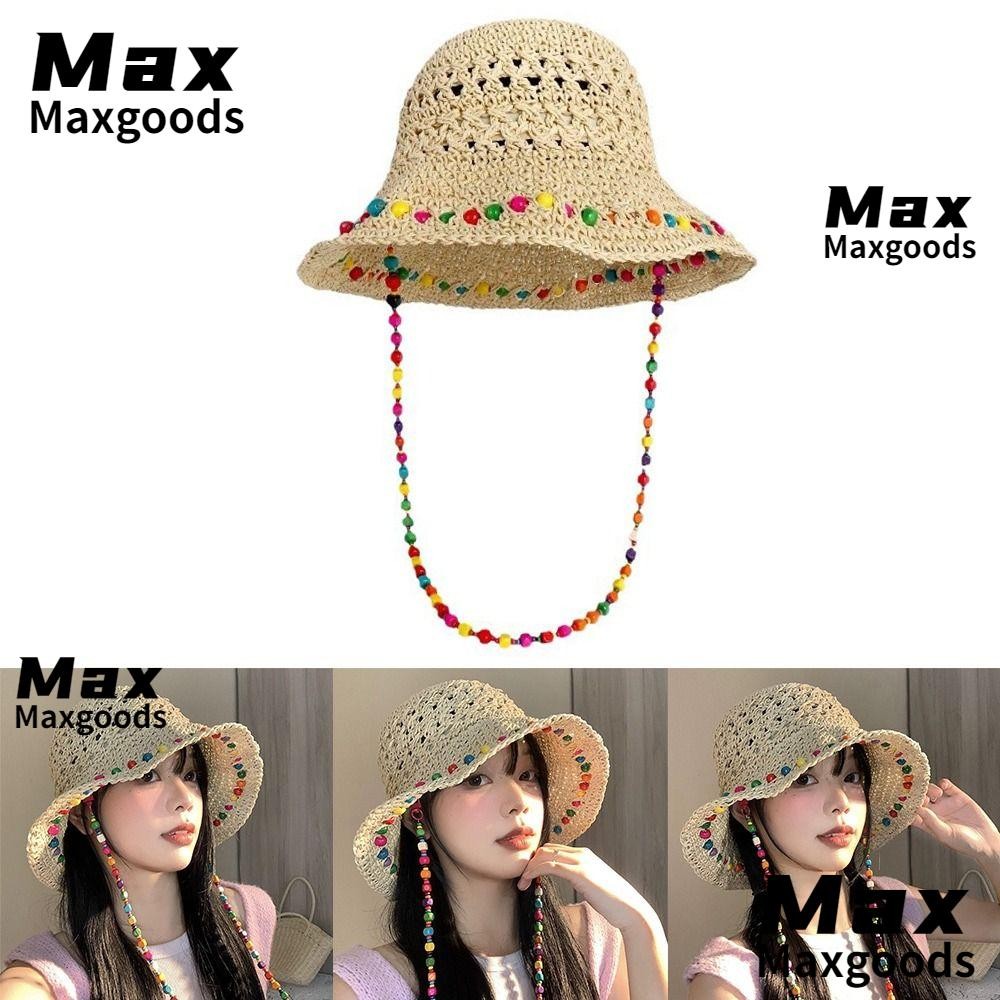 MAXG หมวกฟาง, UPF 50+ สีลูกปัดไม้ฟางบังแดด, UV ปกป้องหมวกบังแดดแบบพับได้ปีกขนาดใหญ่ | Shopee ...