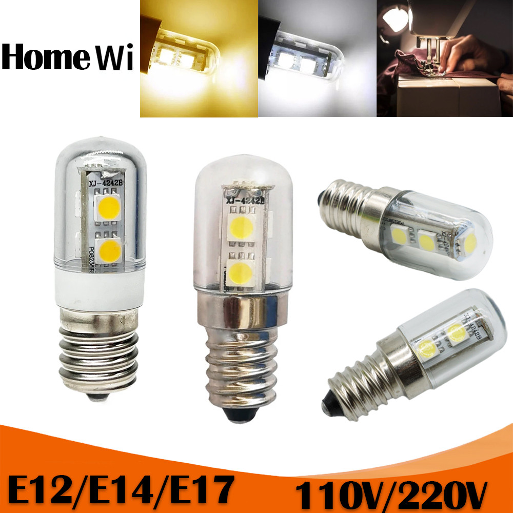 AC 110V 220V Mini E14 E12 E17 LED หลอดไฟข้าวโพด 5050 SMD 1W โคมไฟสําหรับตู้เย็นช่วง Hood จักร ...