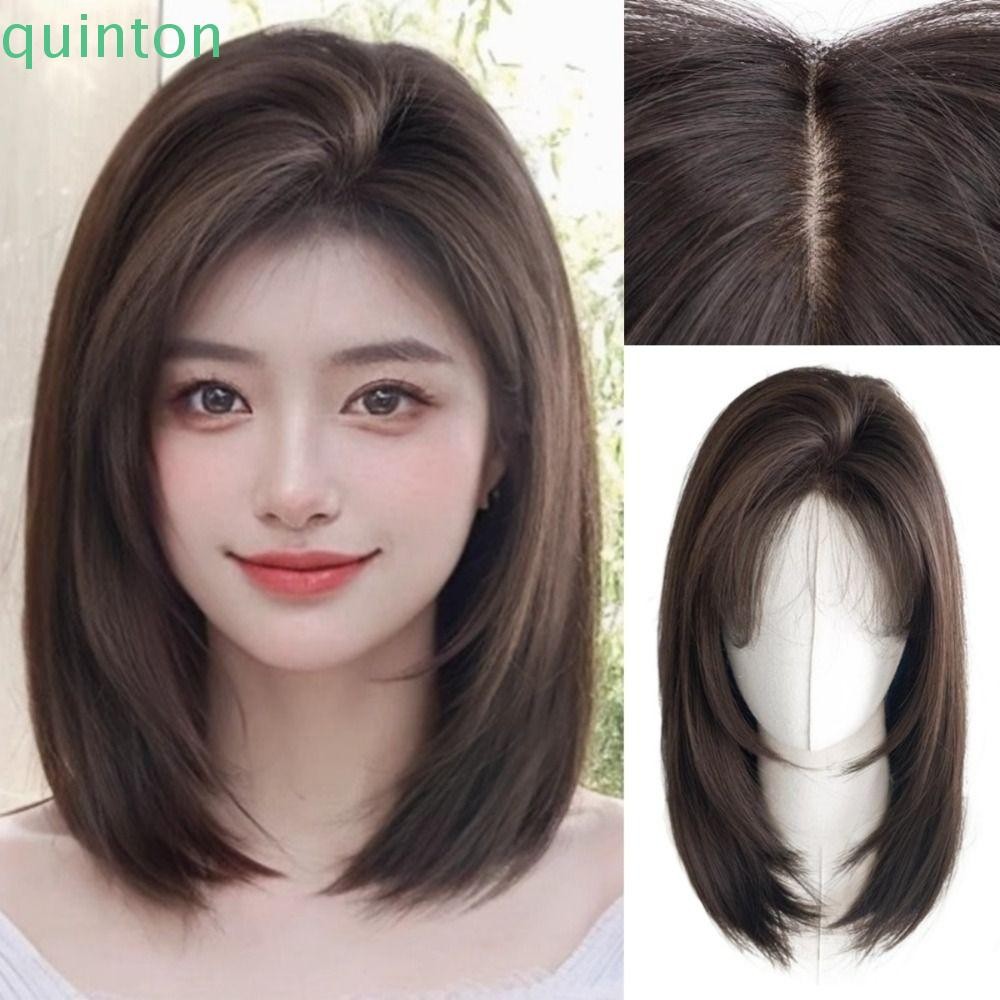 QUITON วิกผมด้านหน้าลูกไม้,ธรรมชาติ Hairline หน้าผากลูกไม้ผมยาวตรง Hairpiece,ไม่มีรอยต่อกลางผม ...
