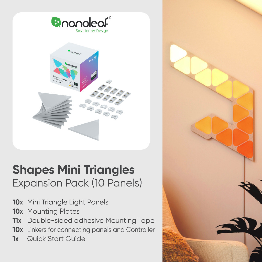 Nanoleaf (ชุดต่อขยาย) Shapes Mini Triangles (Expansion Kit 10 Panels ...
