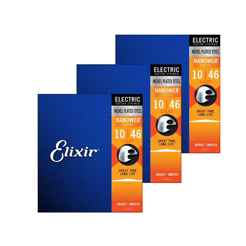 สายกีตาร์ไฟฟ้า Elixir 12052 NANOWEB Light .010-.046 ชุด 3 เส้น | Shopee ...