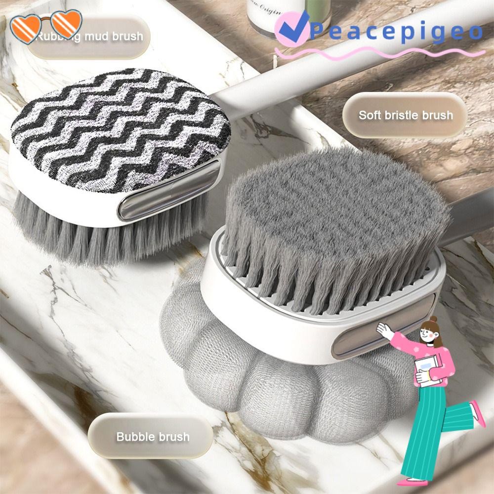 PEACEPIGEO แปรงอาบน้ําสองด้าน, แปรงอาบน้ําถูหลังด้ามยาว, เครื่องมือทําความสะอาด 2-in-1 แปรงขัด ...