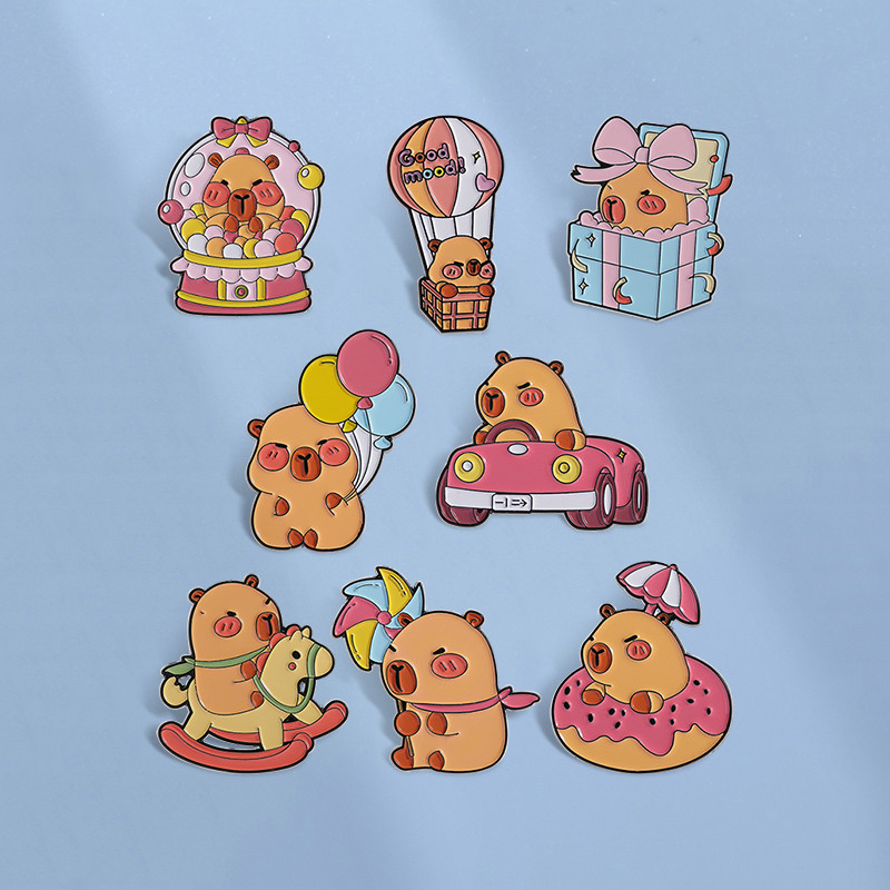 น่ารักตลก Capybara เคลือบ Pins สัตว์ Capy เข็มกลัด Kawaii Capybaras ...
