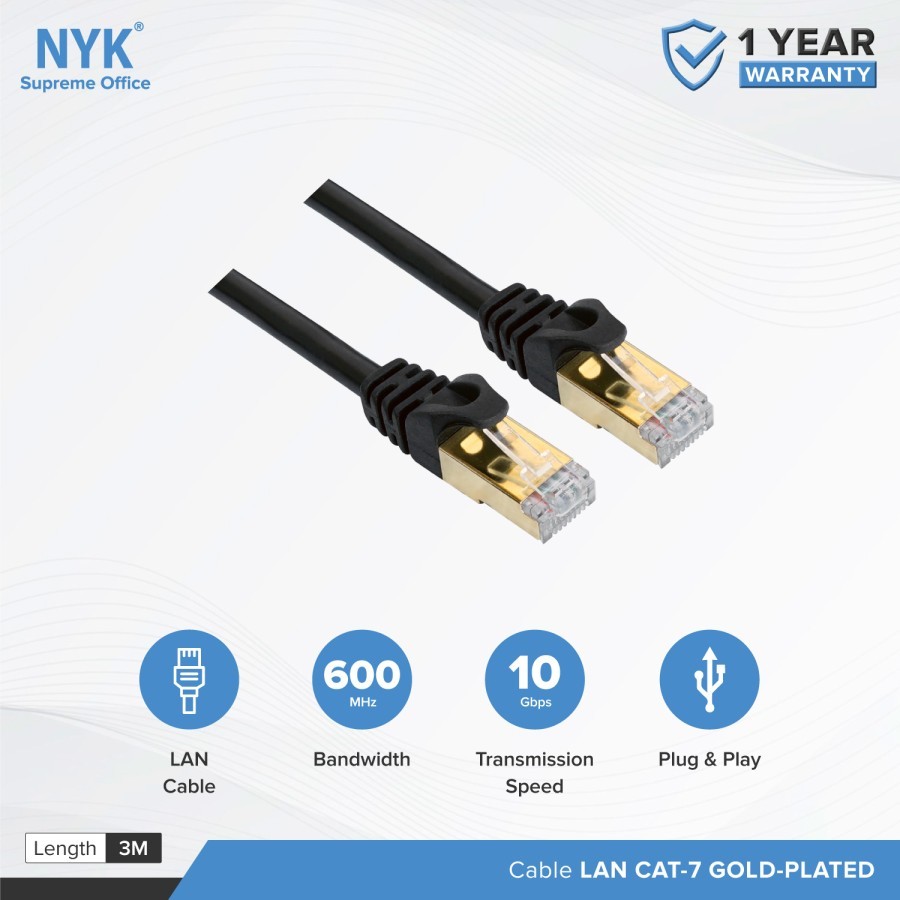 สาย LAN CAT7 สีดํา SSTP 3M CAT 7 คณิตศาสตร์ 3 เมตร 10GBps | Shopee Thailand
