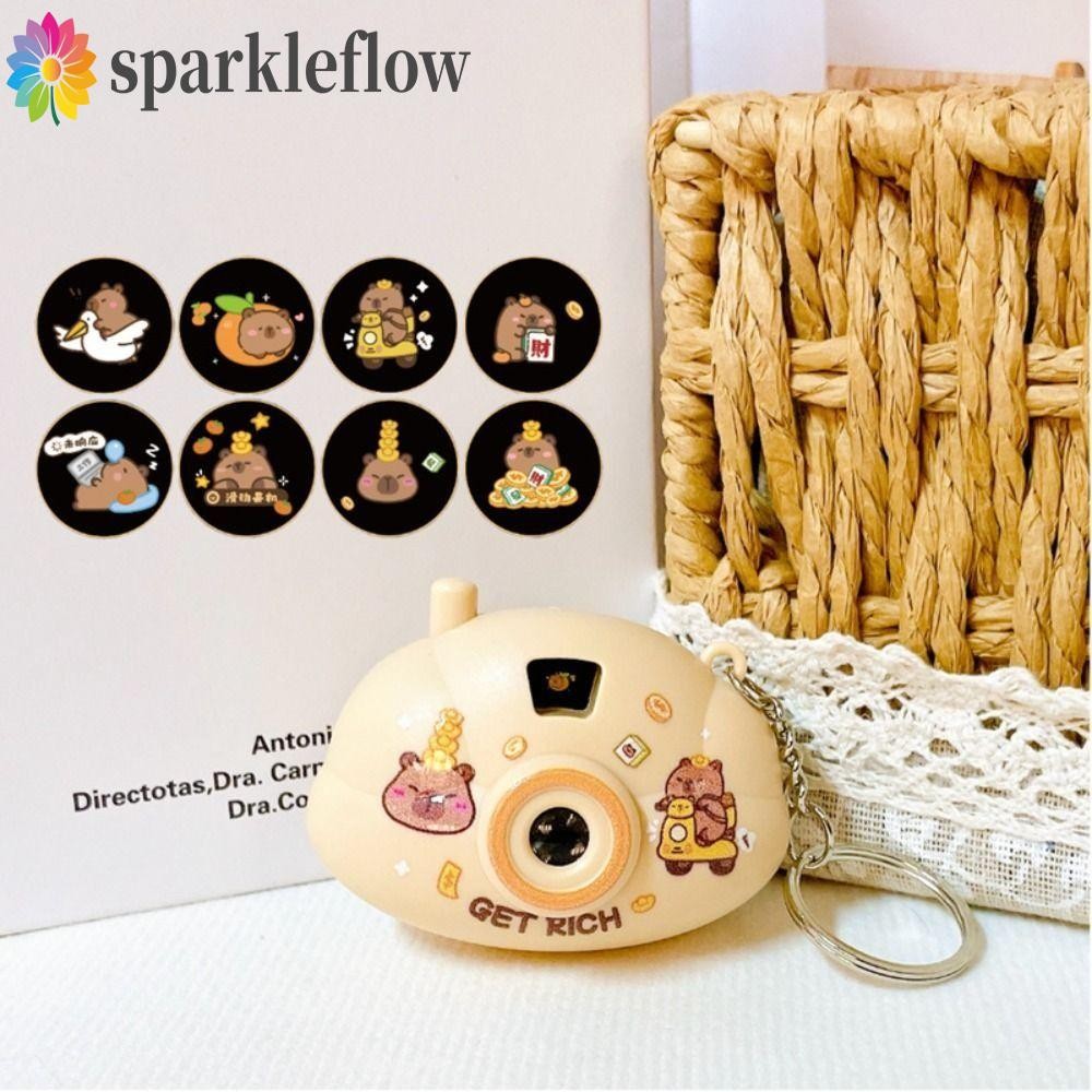 Sparkleflow พวงกุญแจกล้องฉายภาพ, พวงกุญแจกล้องแบบมีไฟสร้างสรรค์, พวงกุญแจสะสมจี้น่ารัก Capybara ...