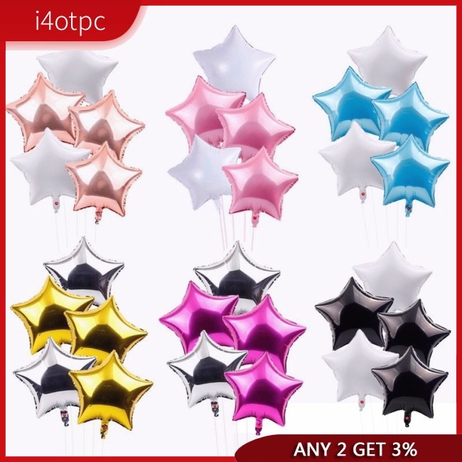 I4otpc 5 ชิ้น 18 นิ้วสุขสันต์วันเกิด Star บอลลูนฟอยล์อาบน้ําบอลลูนฮีเลียมผู้ใหญ่ Globos 1st วัน ...