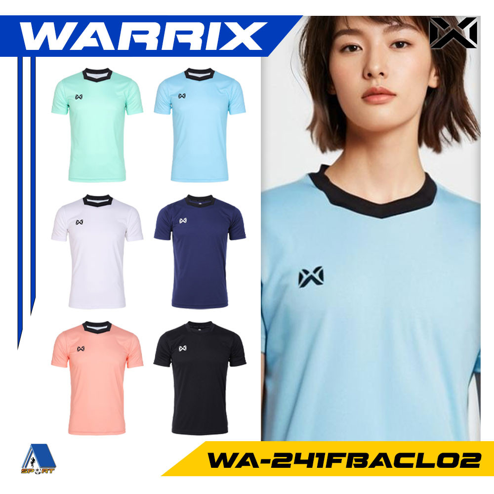 เสื้อกีฬา WARRIX คอกลม คอเหลี่ยม ผ้าไมโครเรียบ แขนสั้น WA-241FBACL02 แท้100% | Shopee Thailand