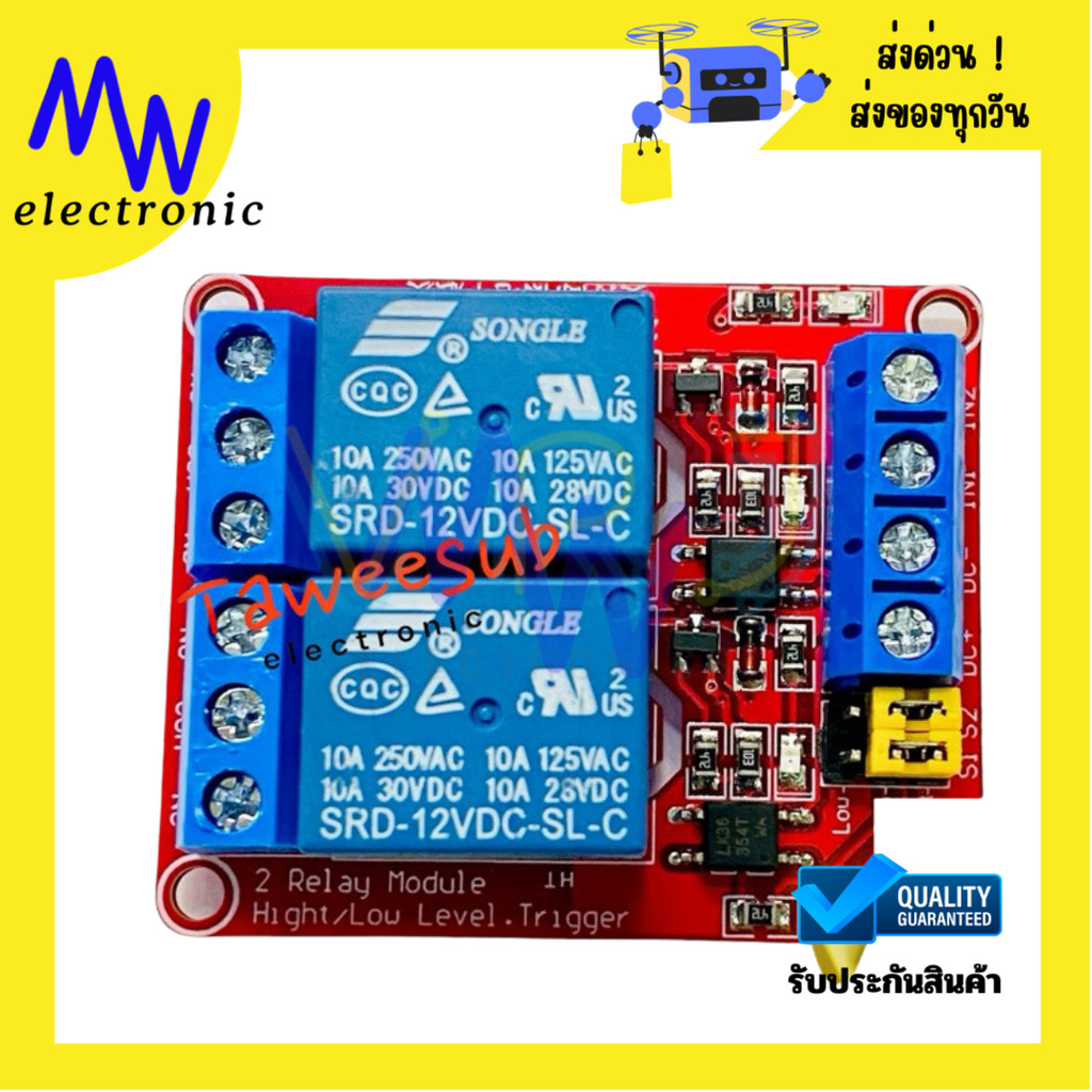 Relay Module 2 Channel โมดูลรีเลย์ 12V, 24V สำหรับใช้งานควบคุมอุปกรณ์ ...