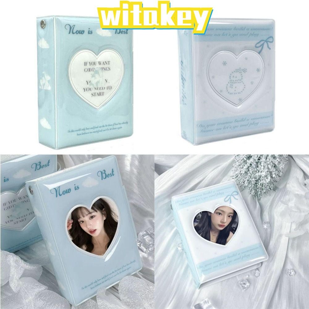 สมุดการ์ด WITAKEY, อัลบั้มภาพ PVC 32 ช่อง, เครื่องผูกการ์ดดีไซน์กลวงรูปหัวใจ 3-3.5 นิ้วน่ารัก ...