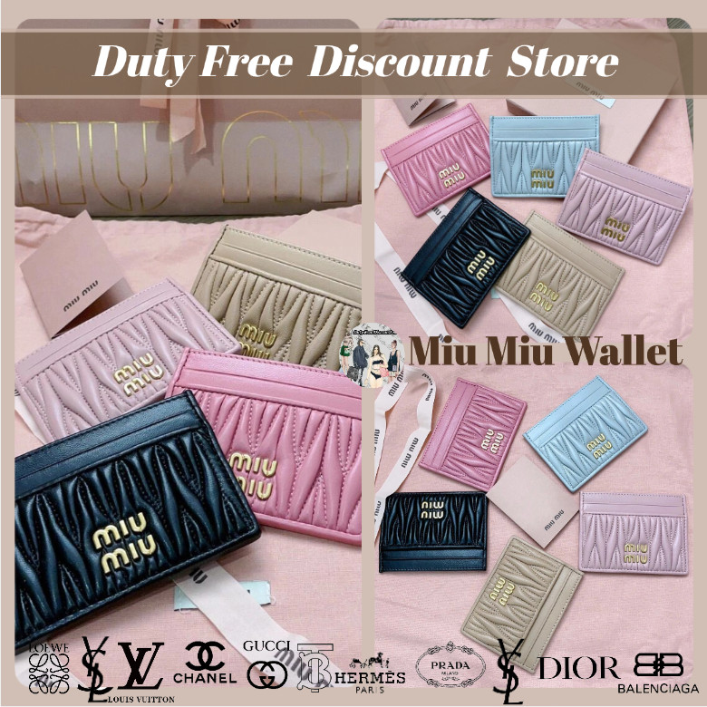 MIU MIU Quilted Nappa Leather Card Holder Women's Lambskin Card Holder การรับประกันสองปี ของแท้ ...