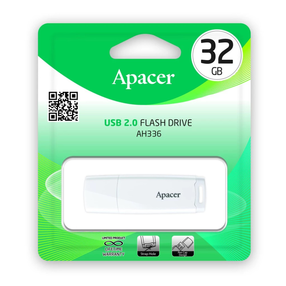 APACER แฟลชไดร์ฟ FlashDrive 32GB USB2.0 (AH336W) White Flash drive ...
