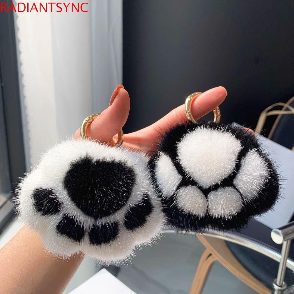 Radiantsync Cats Paw ตุ๊กตาพวงกุญแจ, Pompom Love Cats Paw Furry พวงกุญแจ, กระเป๋า Charm ตุ๊กตารถ ...