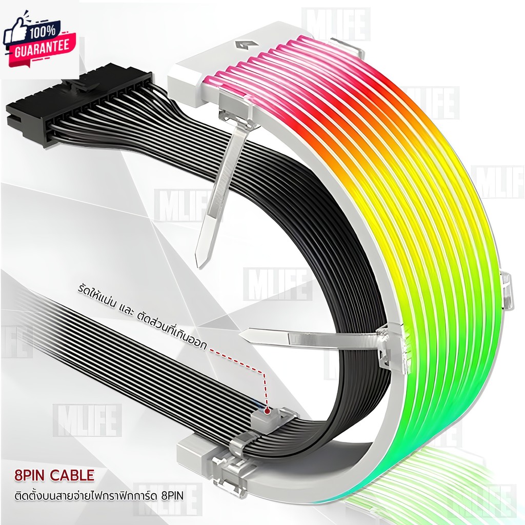 MLIFE - แถไฟแ็คไลท์ RGB LED สายเคเิ้ลซิลิโคนสายไฟนีออน เมนอร์ด การ์ดจอ ...