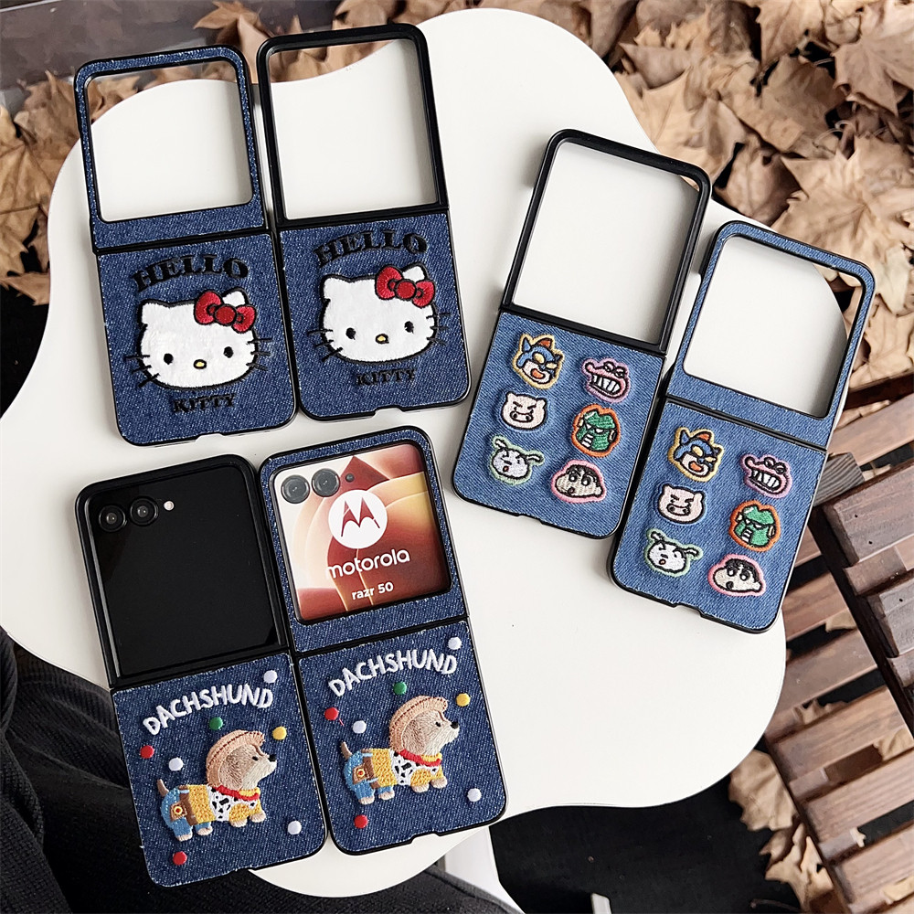 ปกหลังสําหรับ Motorola Moto Razr 50 Ultra เย็บปักถักร้อย Dachshund ...