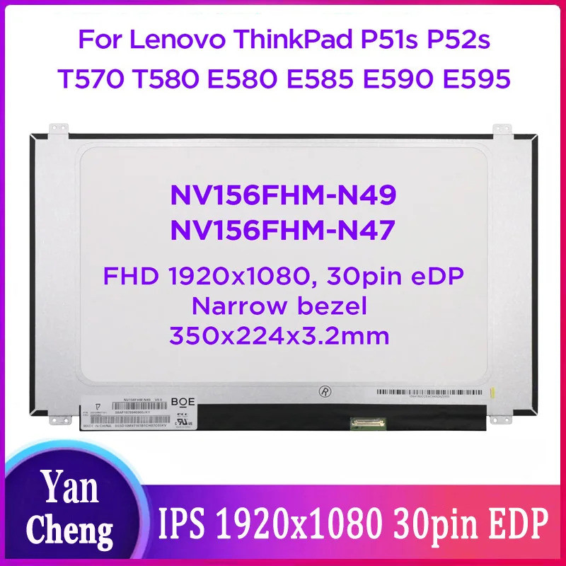 หน้าจอ LCD สำหรับแล็ปท็อป IPS ขนาด 15.6" NV156FHM-N49 เหมาะกับ NV156FHM-N47 สำหรับ Lenovo ...