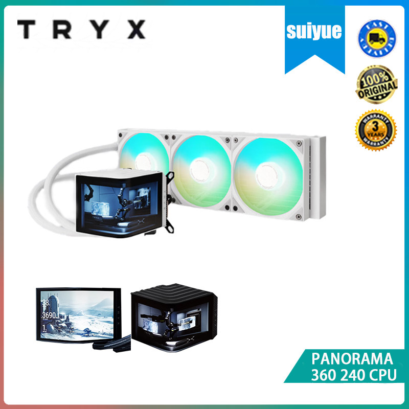 Tryx AIO PANORAMA 360 240 CPU water cooler 6.5 นิ้วโค้ง AMOLED สําหรับ ...