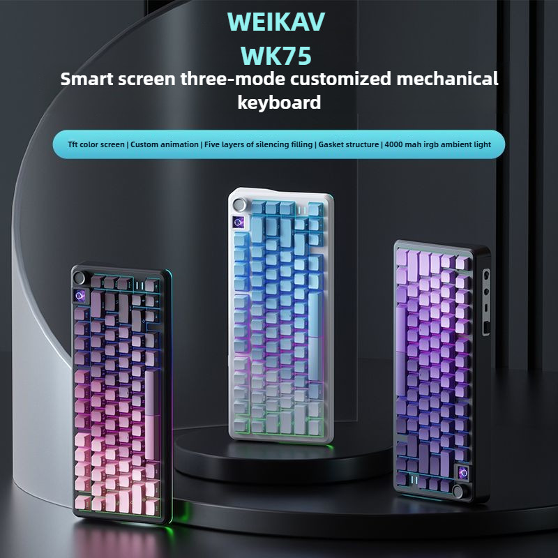 Wk75 Mechanical keyboard ไร้สาย 3 โหมดคีย์บอร์ด Full-key Hot Swappable ...