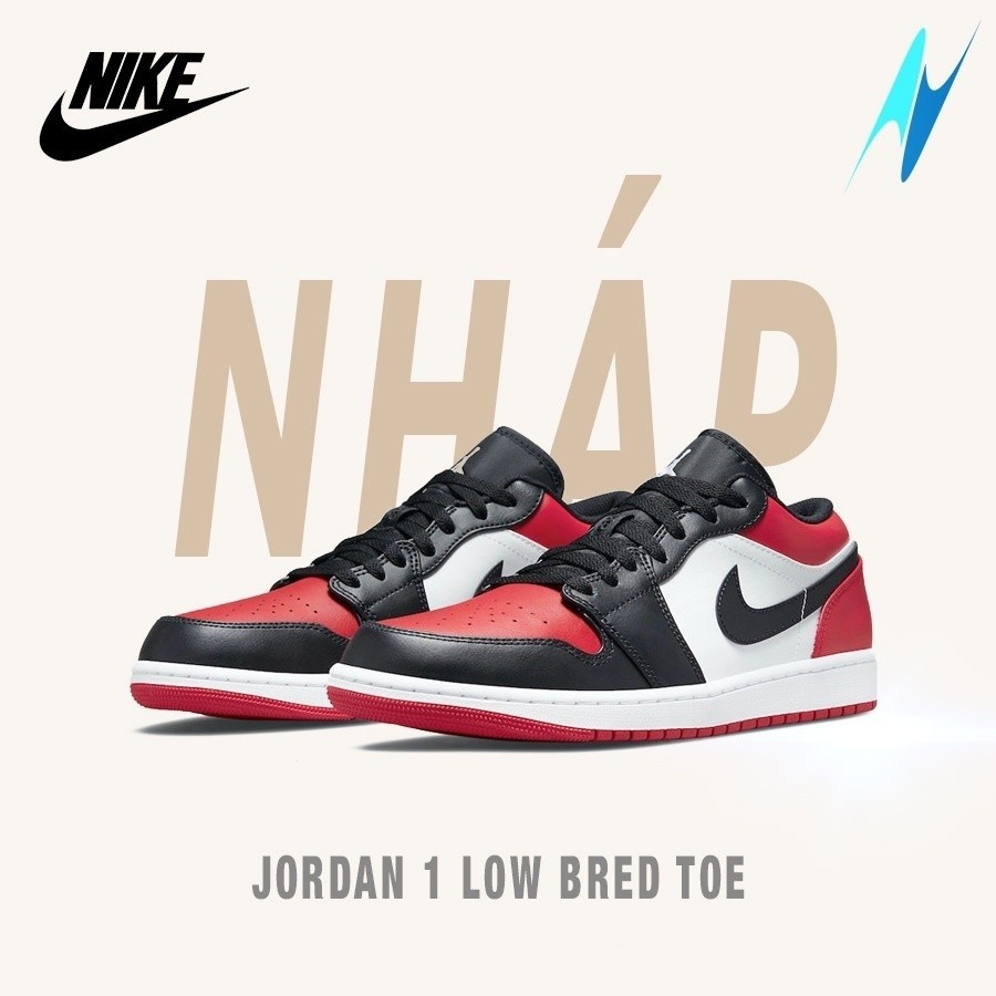 ของแท้100% Nike Jordan 1 Low Bred Toe รองเท้าผู้ชายและผู้หญิง K9VQ ...